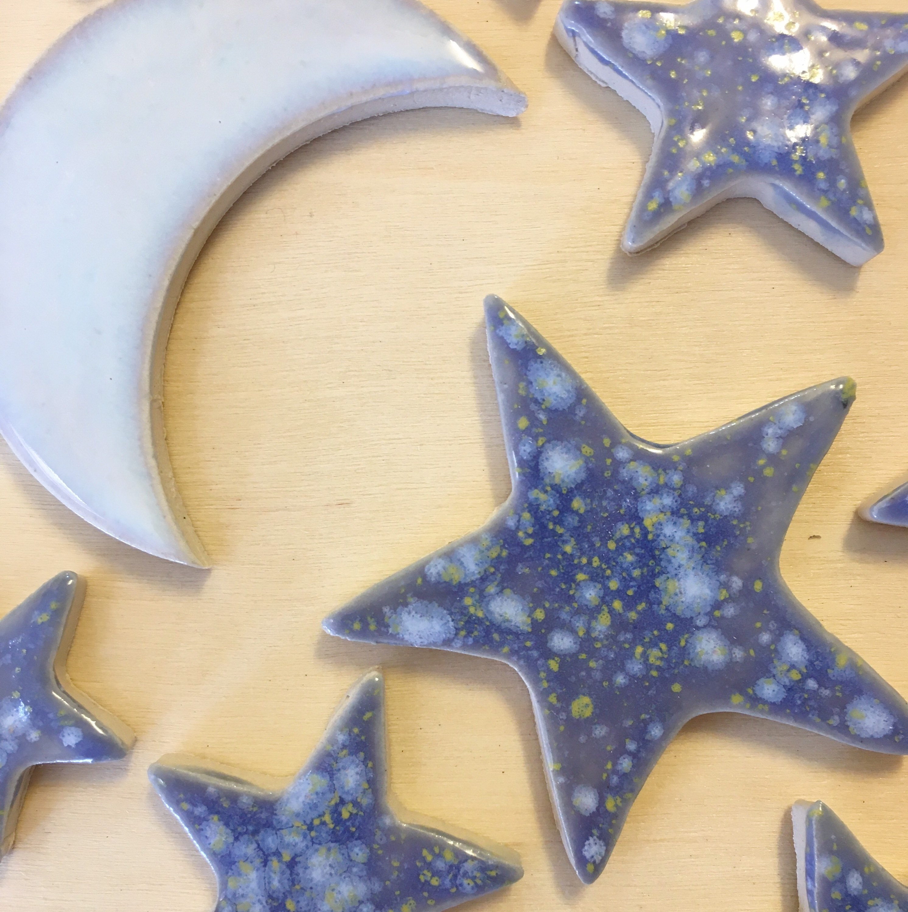 A Moon and Stars Ceramic Tiles for Mosaic and Wall Art 11 | Etsy