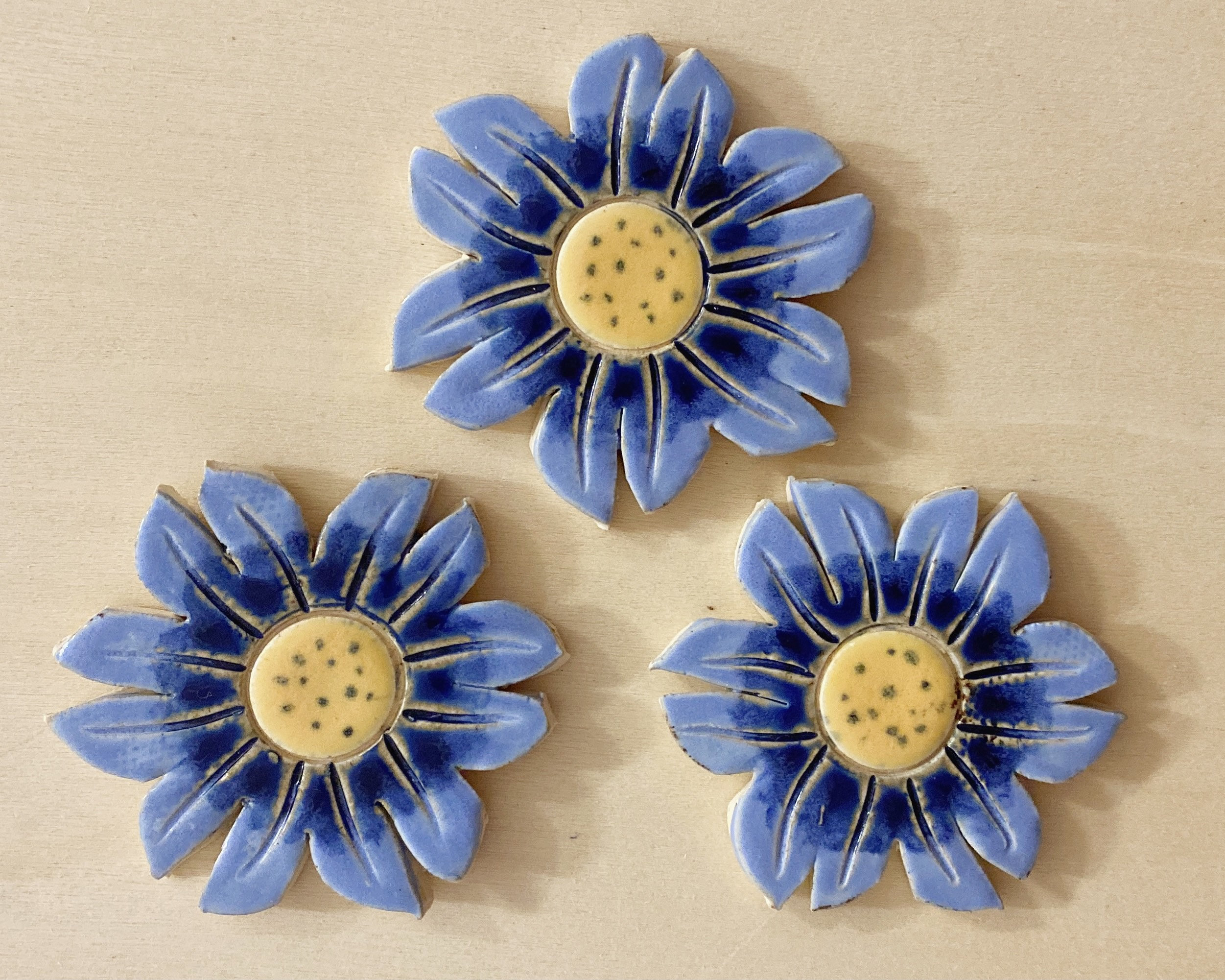 Ceramic Flower Tiles Light Blue Flower Tiles Mosaic Tiles 3 - Etsy