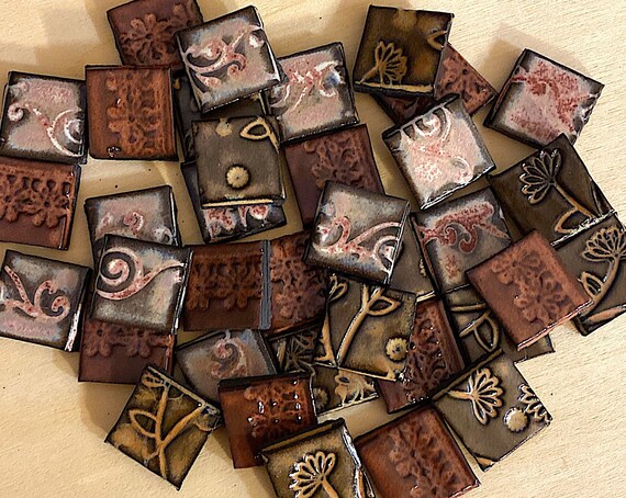 Rustic Textured Ceramic Square Tiles for Mosaic - Etsy