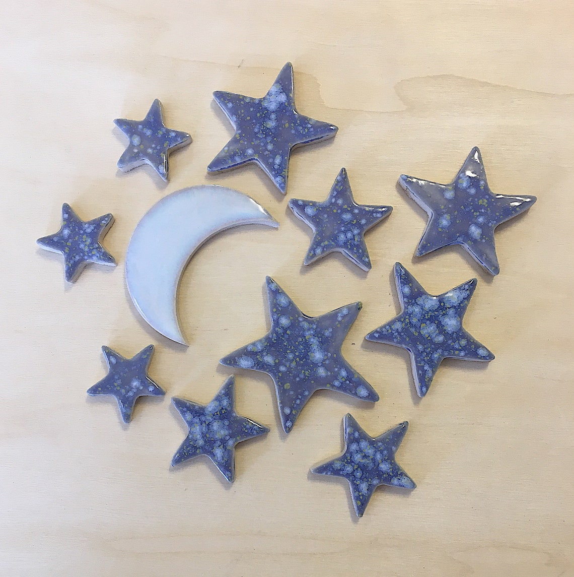 A Moon and Stars Ceramic Tiles for Mosaic and Wall Art 11 | Etsy
