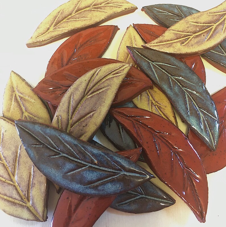 Fall Leaf Mosaic Tiles 9 Pieces | Etsy