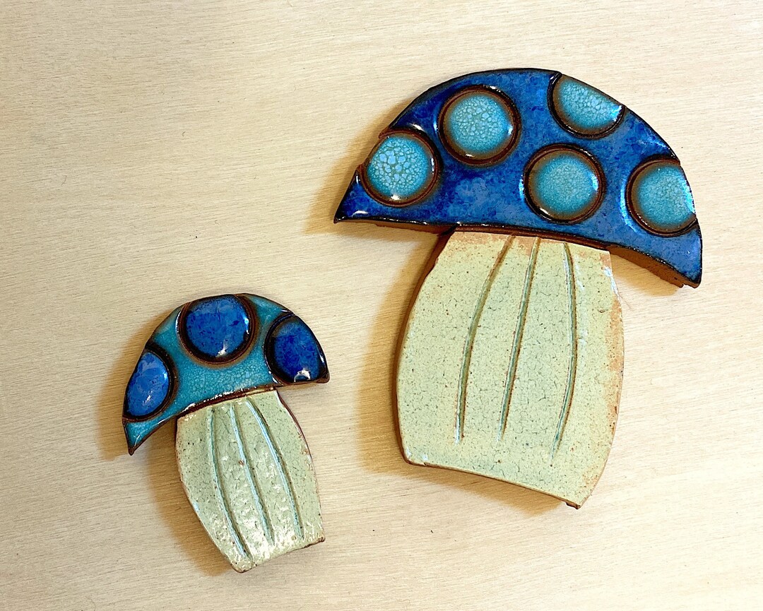 Mushroom Ceramic Tile SET, Mosaic and Wall Art Tiles (2 Pieces) - Etsy