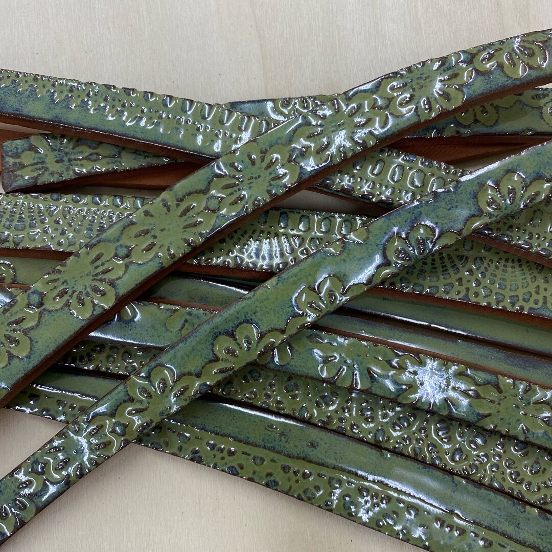 Textured Green Ceramic Strips for Mosaic , 1 Pound, Coverage 8x7 - Etsy