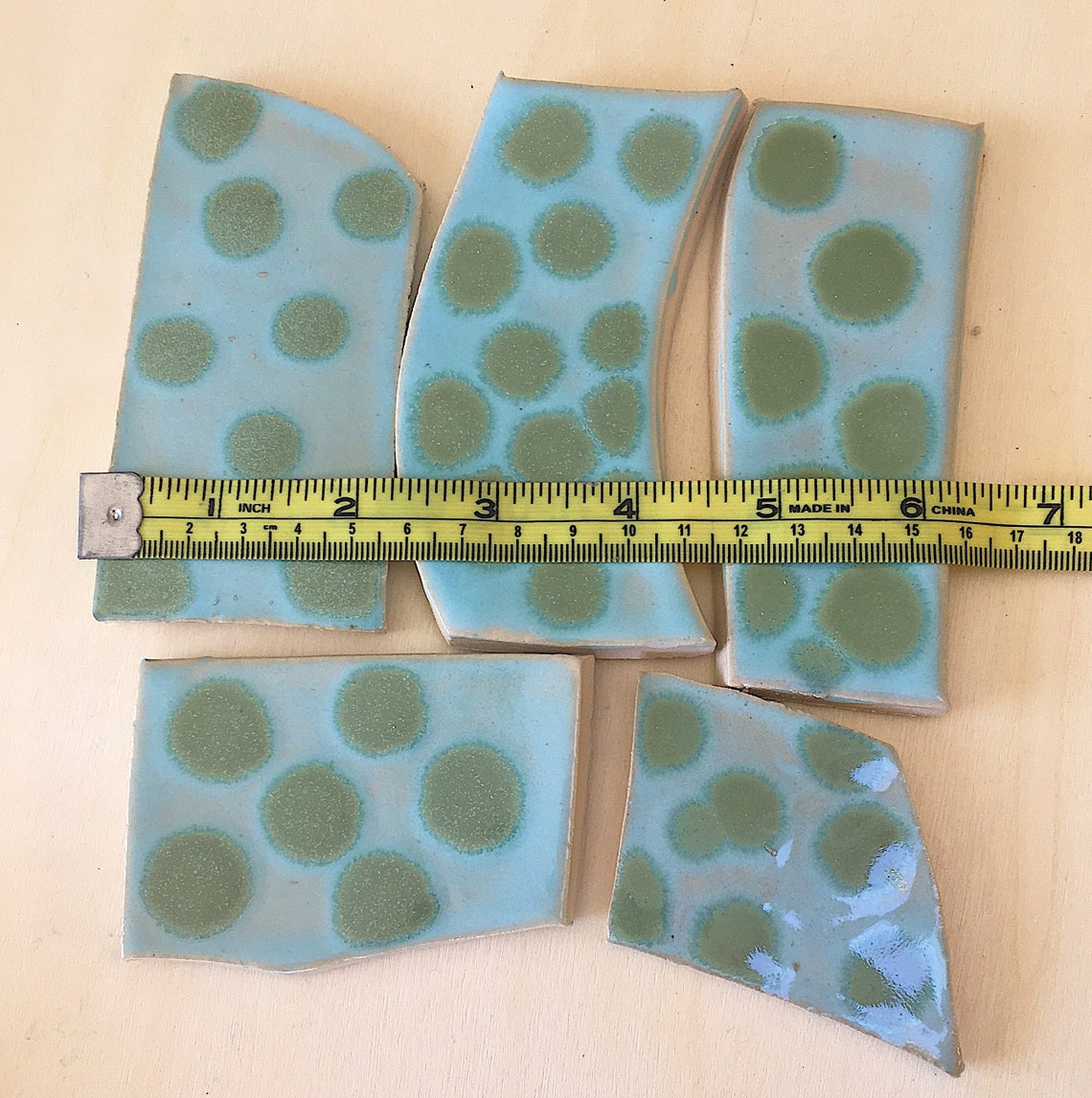 Sky Blue Ceramic Tiles With Dots for Mosaic - Etsy