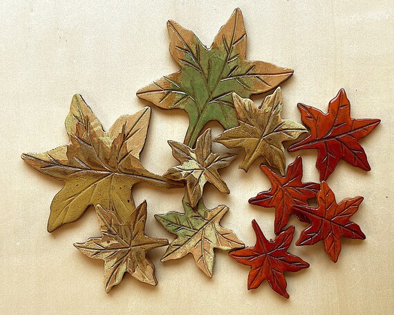 Maple Fall Leaf Tiles Pack for Mosaic and Wall Art 10 Pieces | Etsy