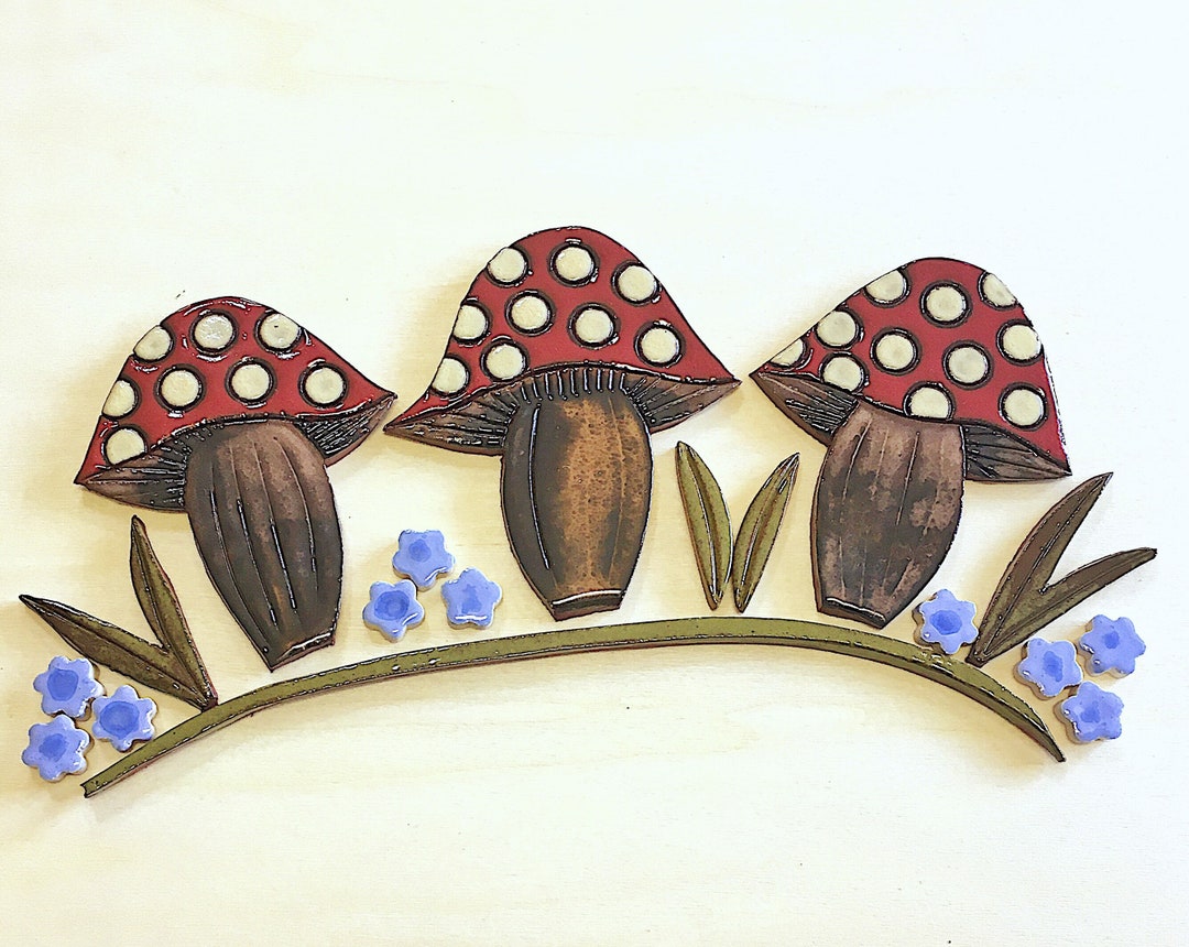3 Mushrooms Ceramic Tile Set for Mosaic and Wall Decoration - Etsy
