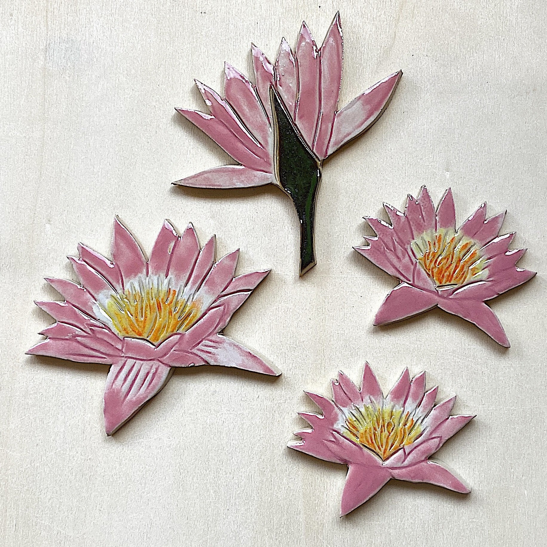 Water Lilies Ceramic Tile Set - Etsy