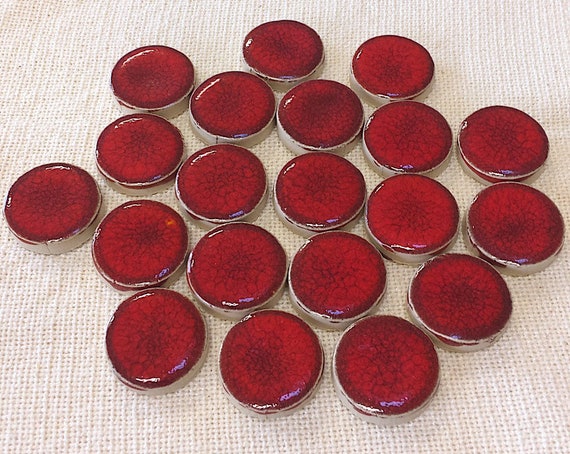 10 pieces Deep red Ceramic Circles for mosaic Craft Supplies & Tools ...