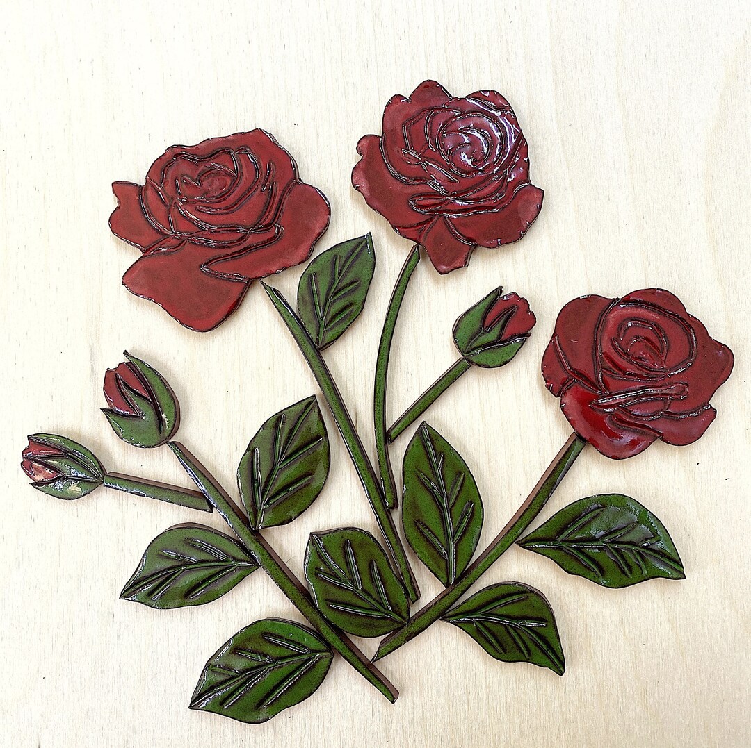 Red Roses , Ceramic Flower Tiles for Mosaic Making and Wall Art Decor ...