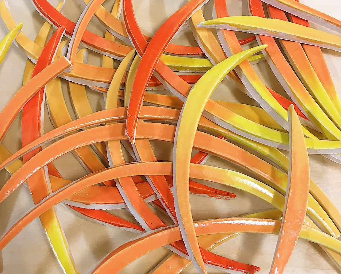 Yellow and Orange Ceramic Strips for Mosaic 1 pound | Etsy