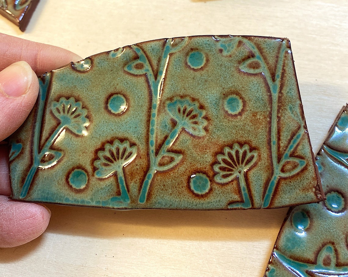 Textured Watery Green Ceramic Tiles for Mosaic 6x | Etsy