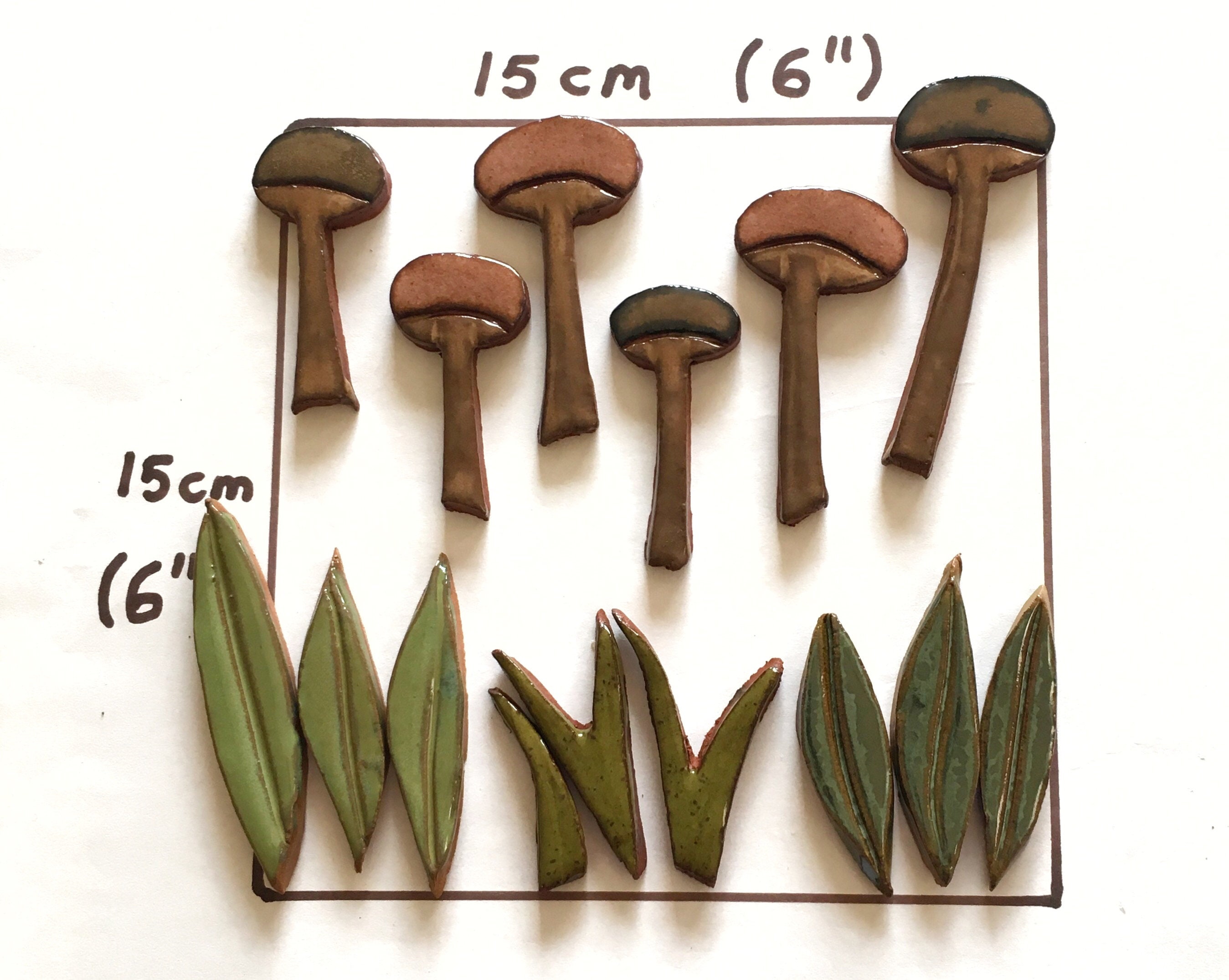 Mushroom Ceramic Tile SET Mosaic Tiles Ceramic Tiles Hand - Etsy