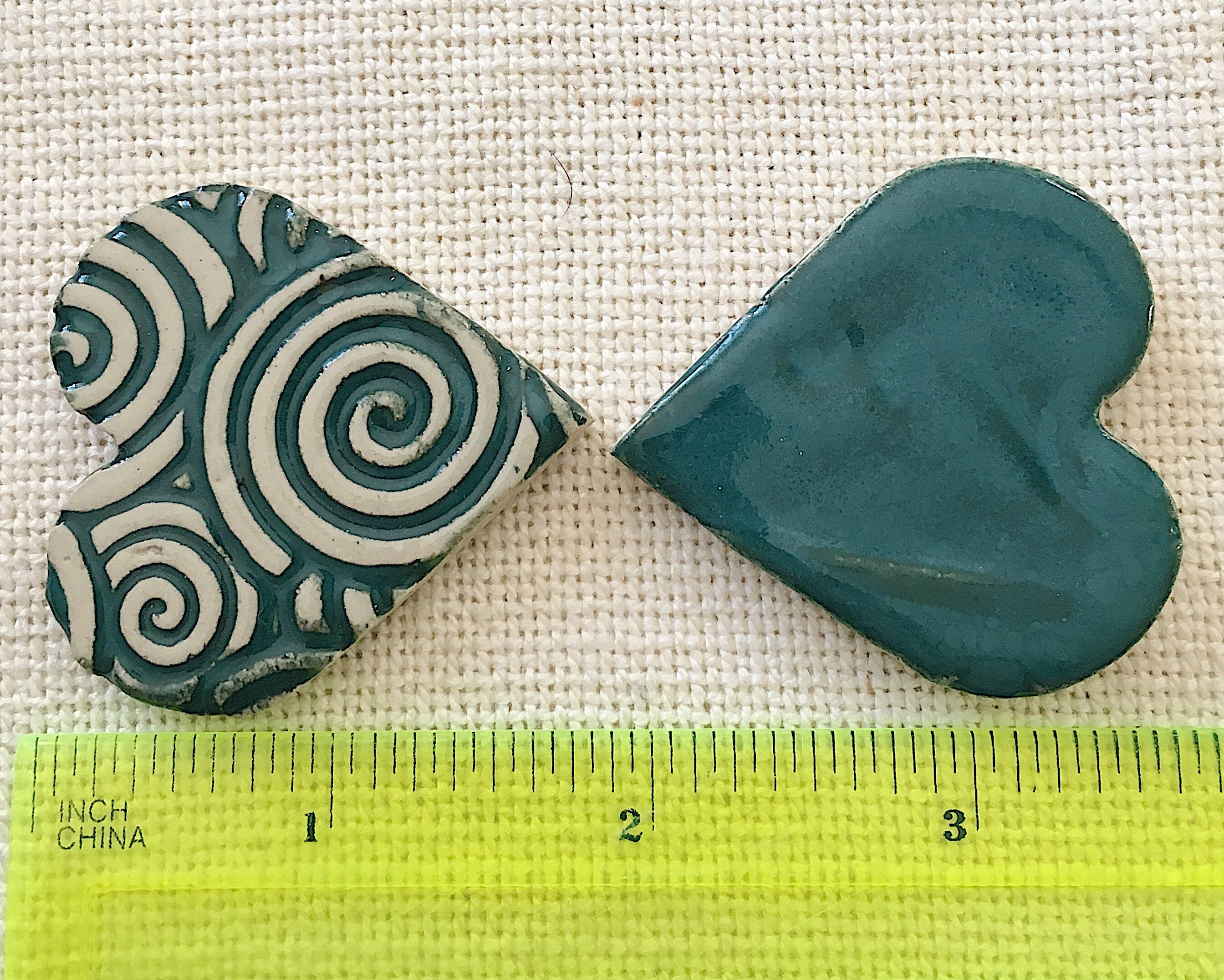 Turquoise Decorated Ceramic Heart Tiles for Mosaic 4 Pieces | Etsy