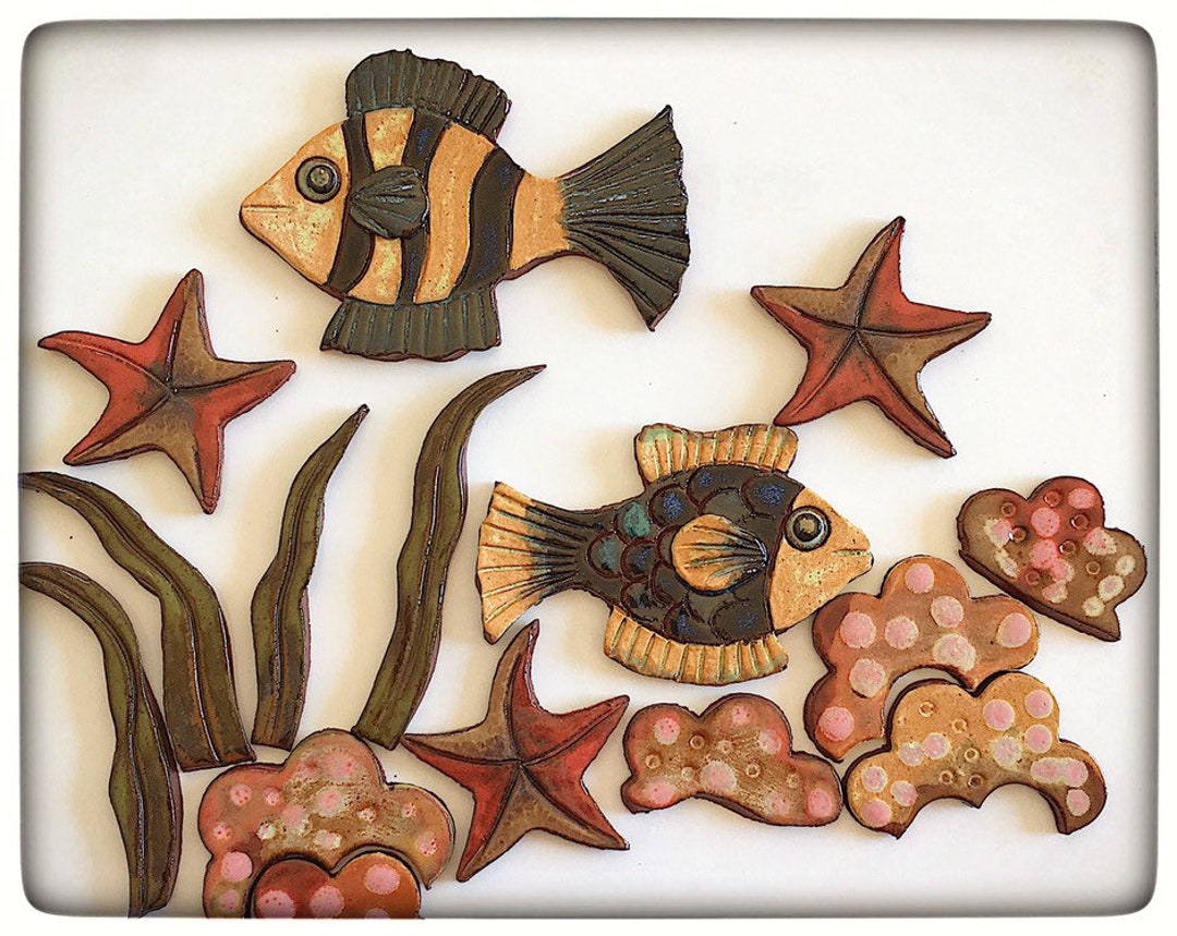 Fish Ceramic Tiles Set , Handcrafted for Mosaic and Wall Decoration - Etsy