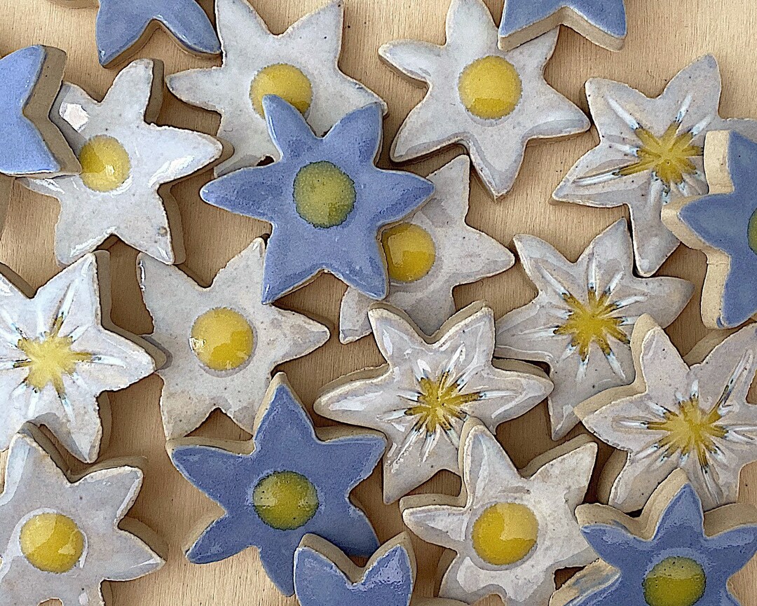 Ceramic Star Flowers, Ceramic Flower Tiles Set 20 Pieces - Etsy
