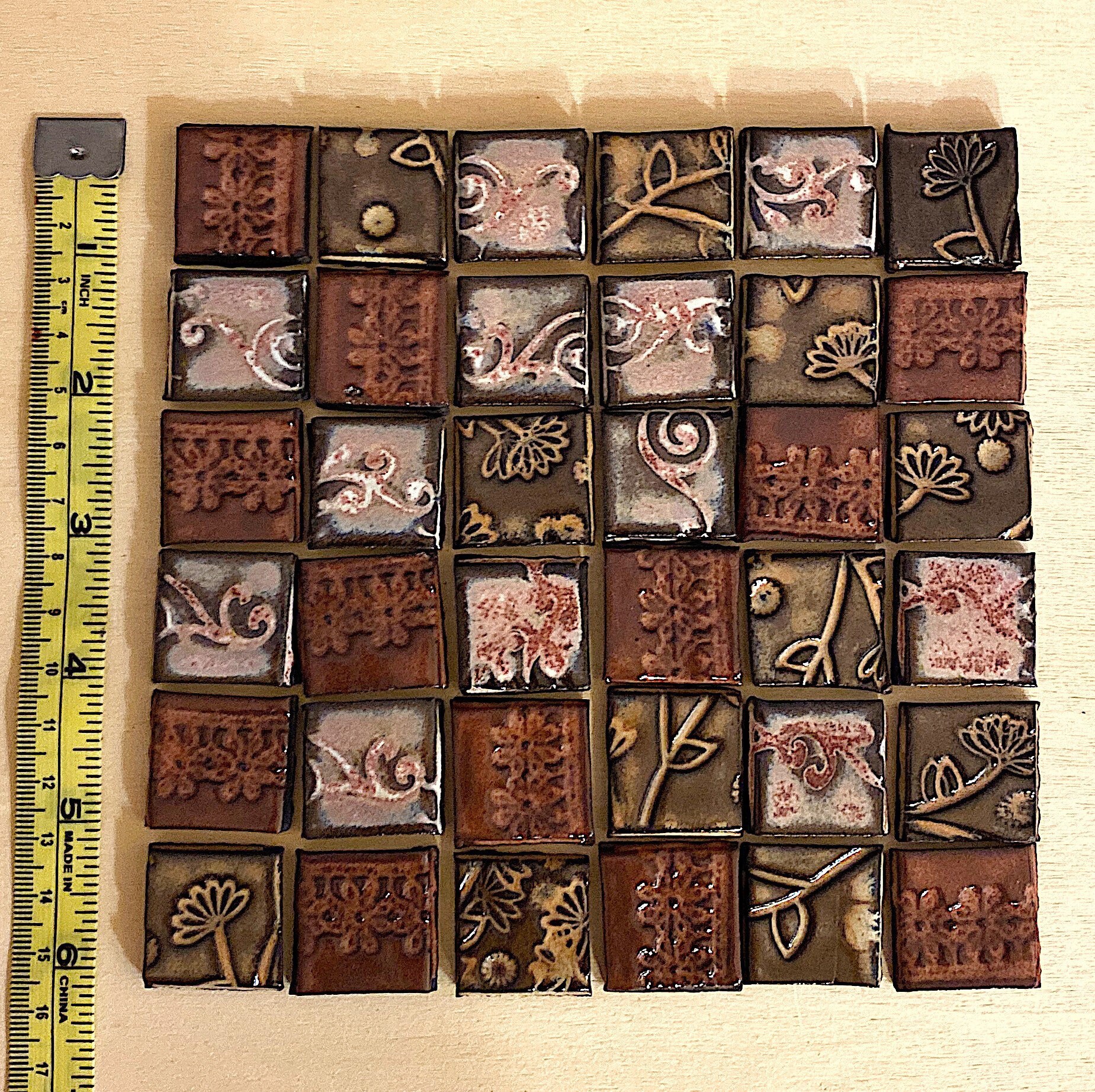 Rustic Textured Ceramic Square Tiles for Mosaic | Etsy