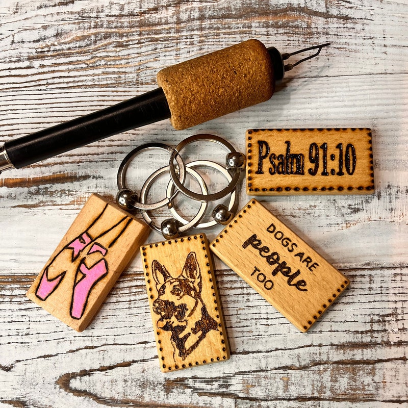 Wood Burned Keychain - Etsy