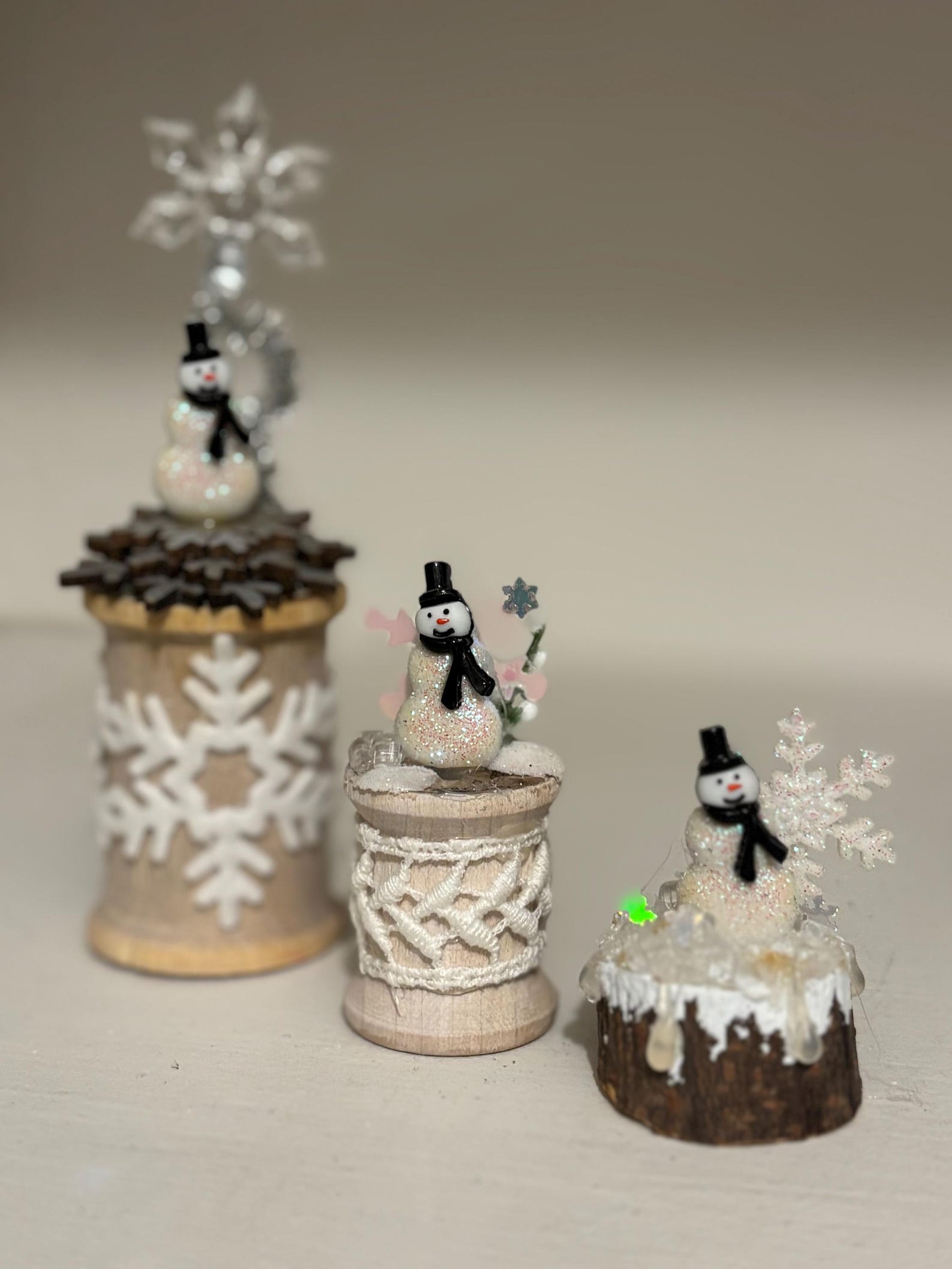 Miniature Snowman Scene on Vintage Thread Spool - Etsy