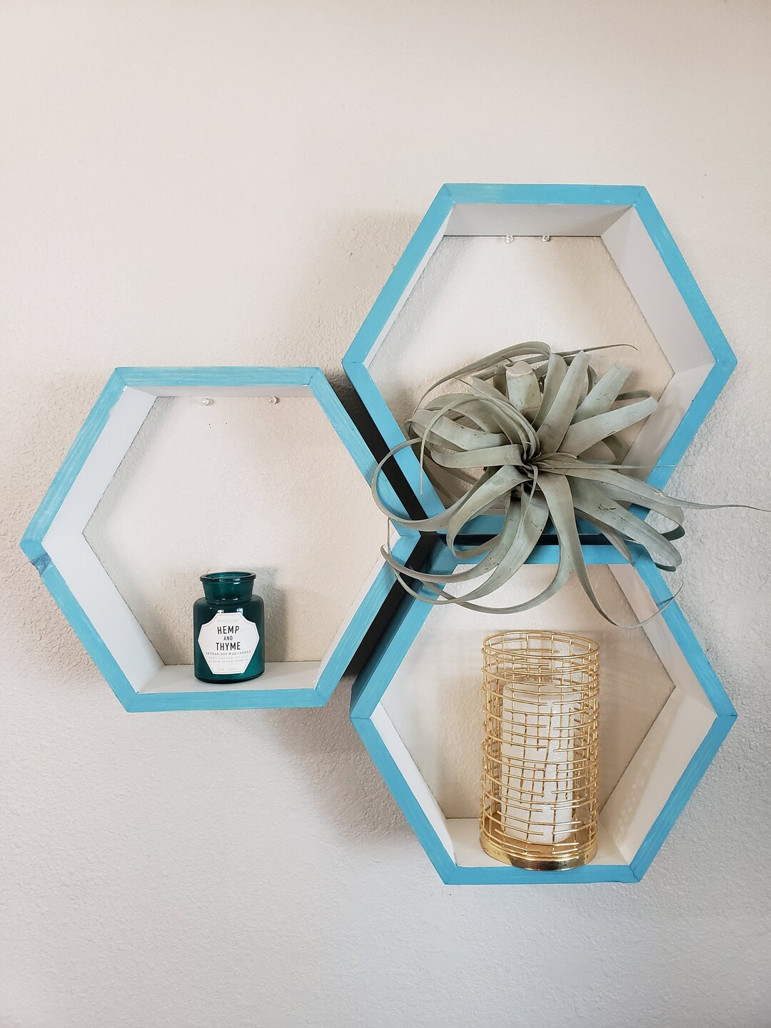 Blue & White Honeycomb Shelves - Etsy