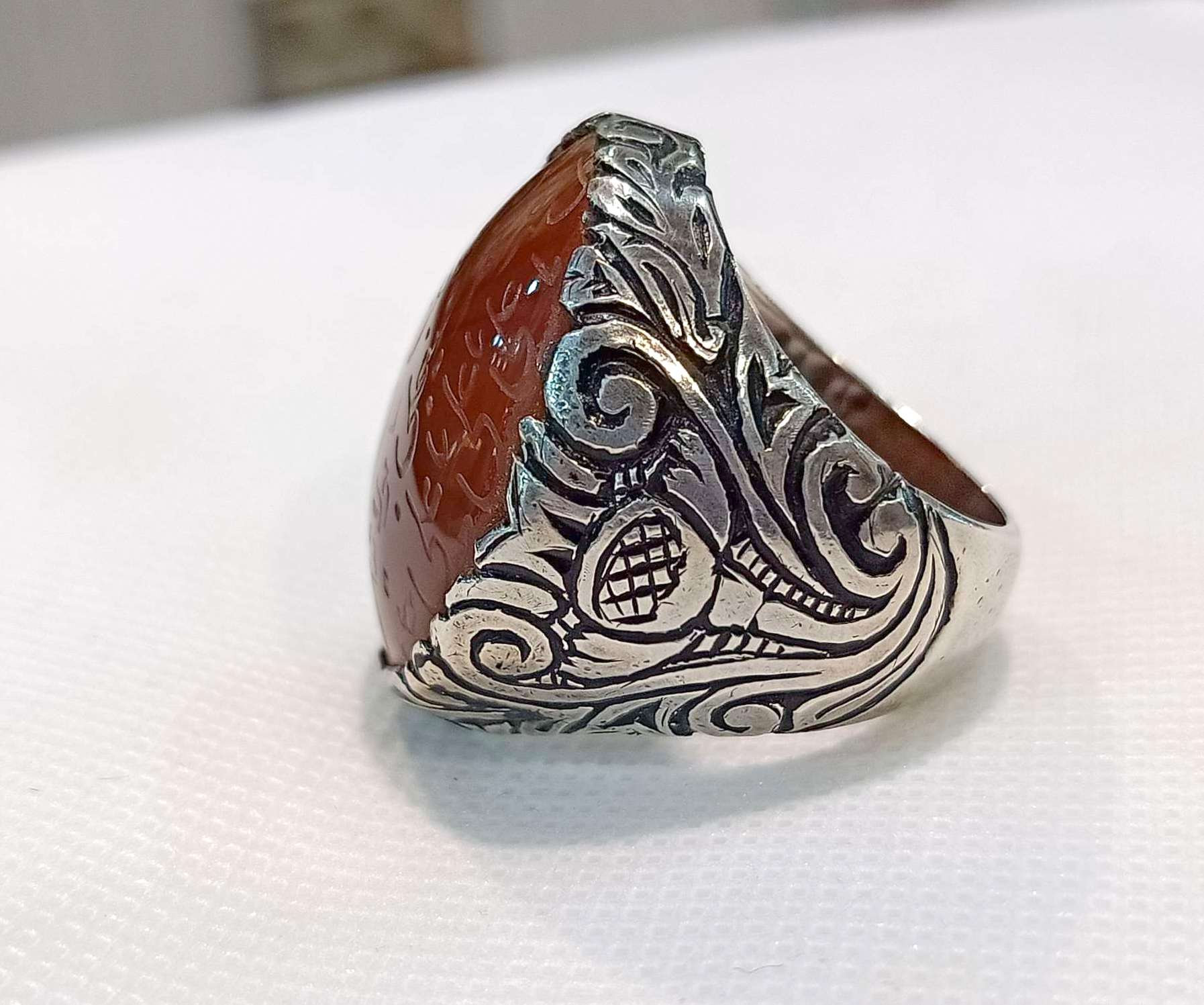 Natural Agate Handmade Ring for Men Brown Agate Natural Handmade Ring ...