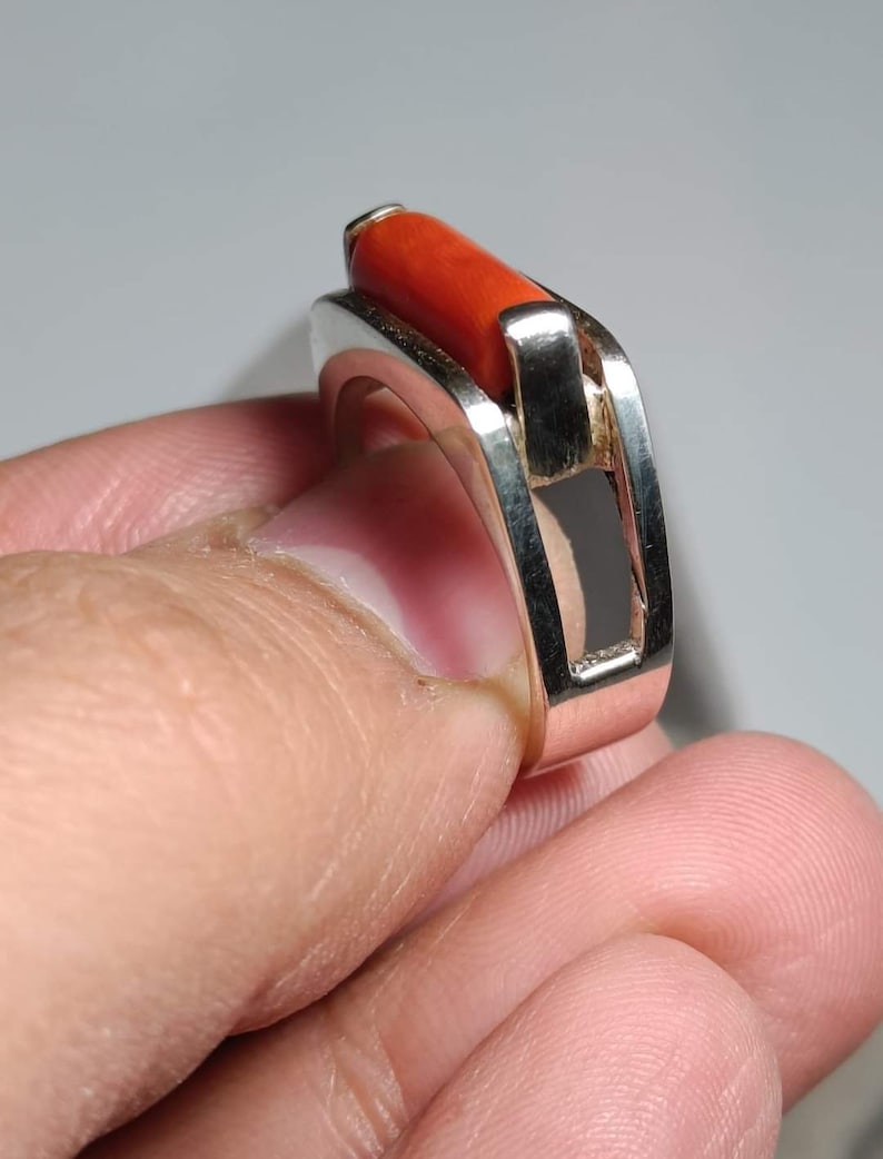 Coral Men's Ring Handmade Coral Ring for Men Red Coral Ring Merjan ...