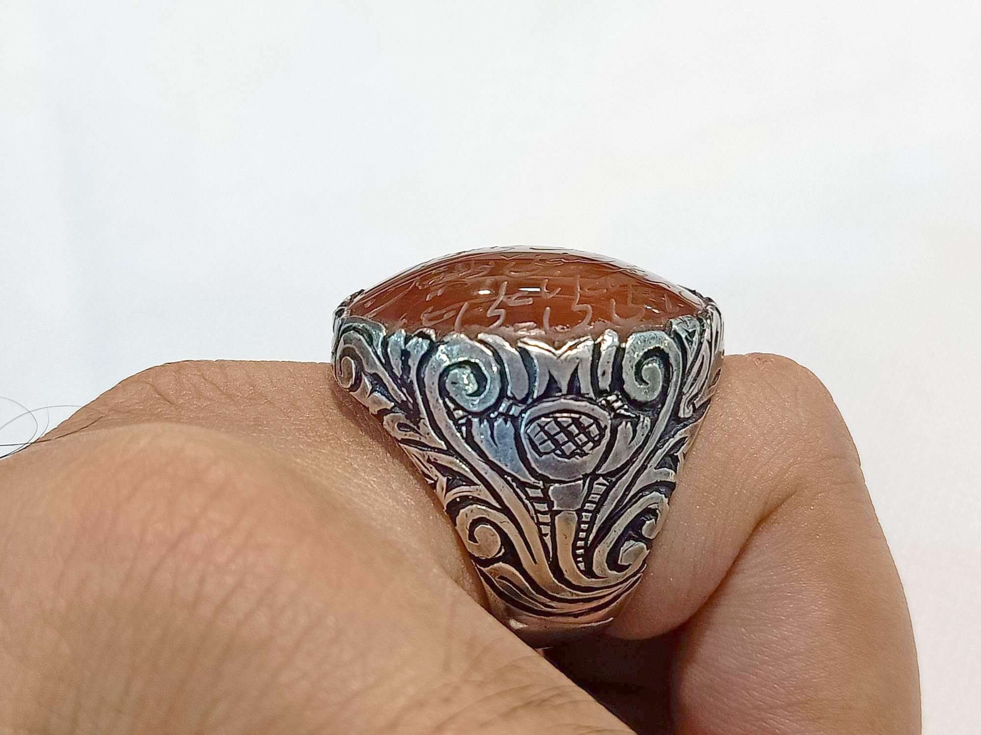 Natural Agate Handmade Ring for Men Brown Agate Natural Handmade Ring ...