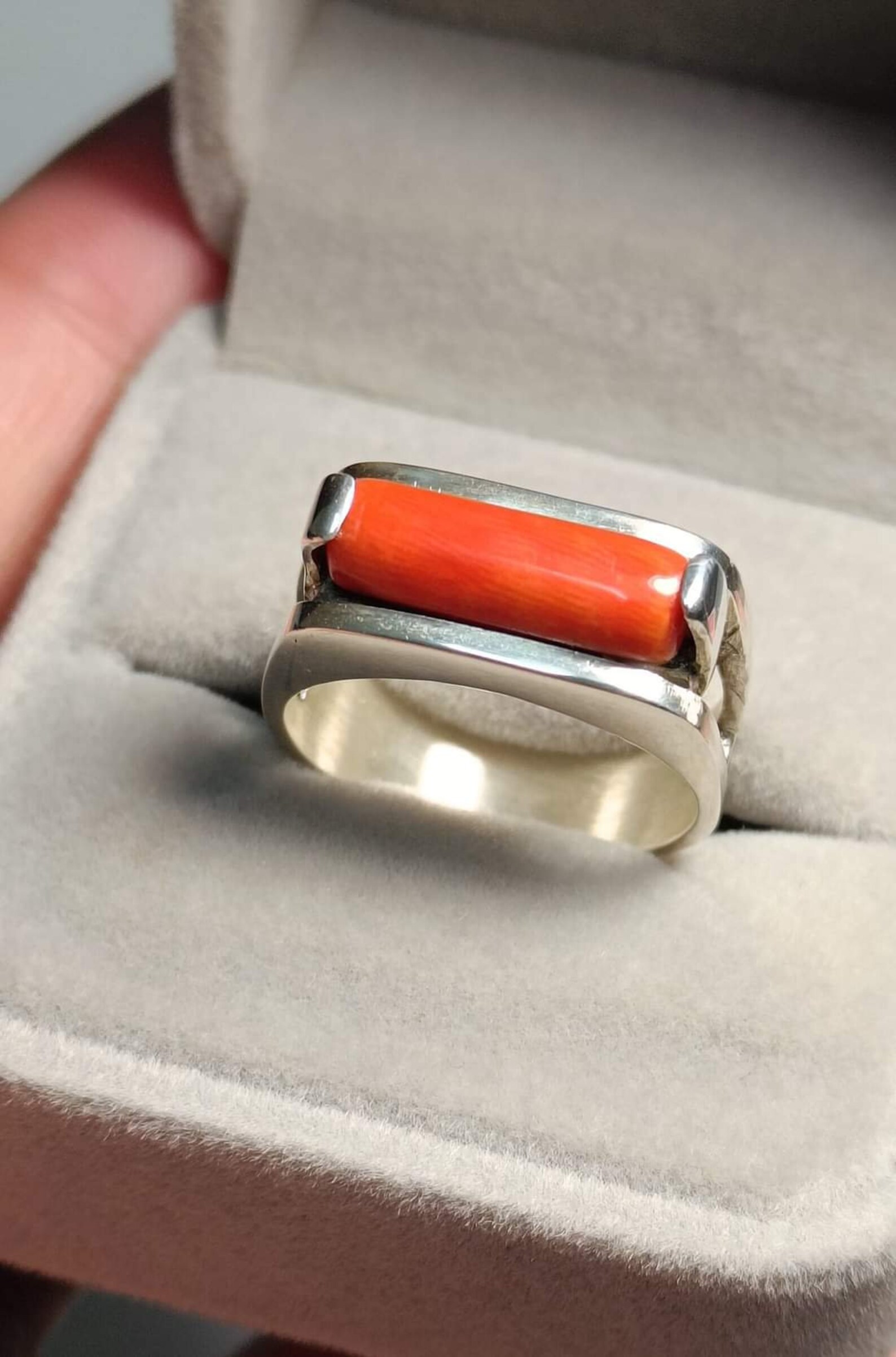 Coral Men's Ring Handmade Coral Ring for Men Red Coral Ring Merjan ...