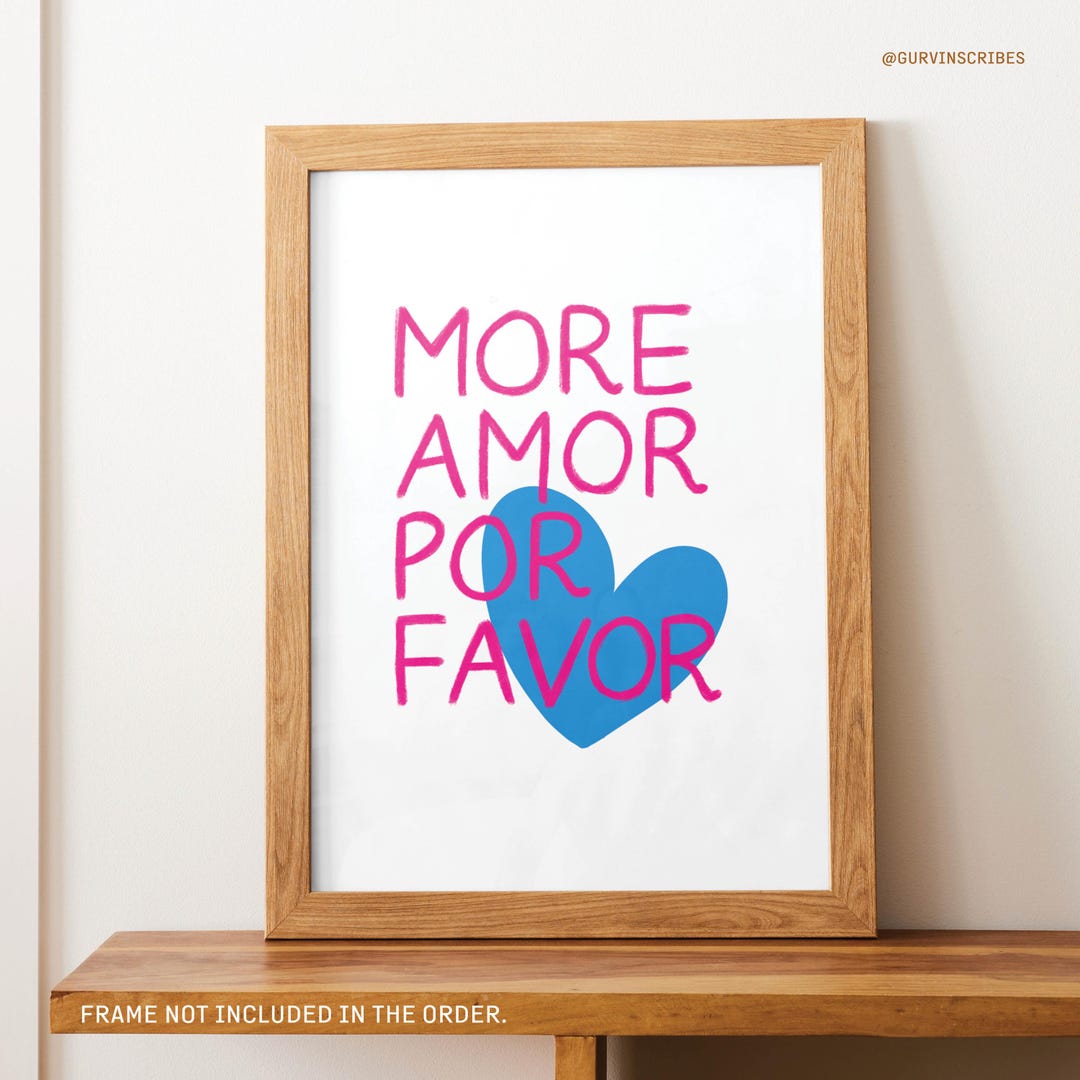 Valentine's Day More Amore Pink & Blue Art Print - Etsy