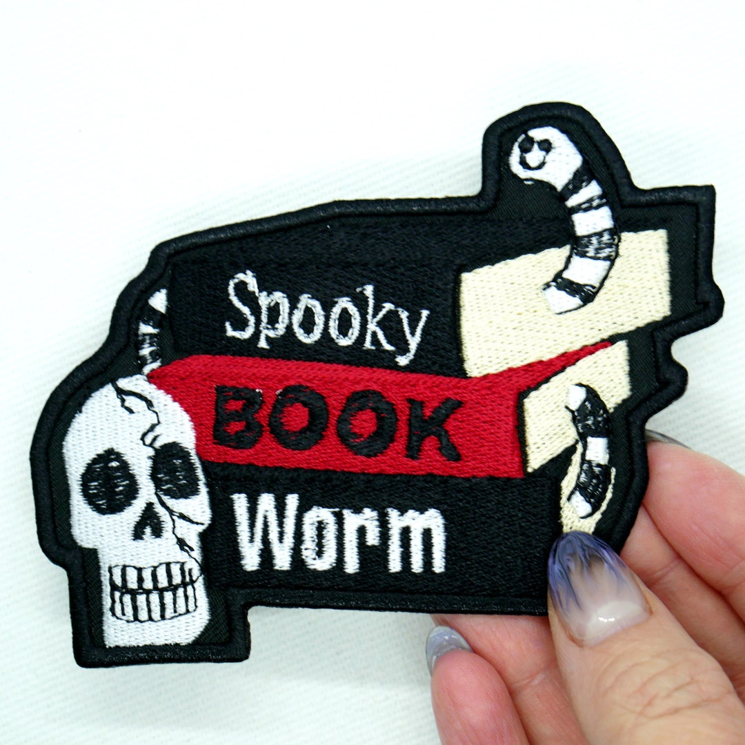 Book Stack Spooky Horror Book Worm Embroidered Iron on Patch - Etsy