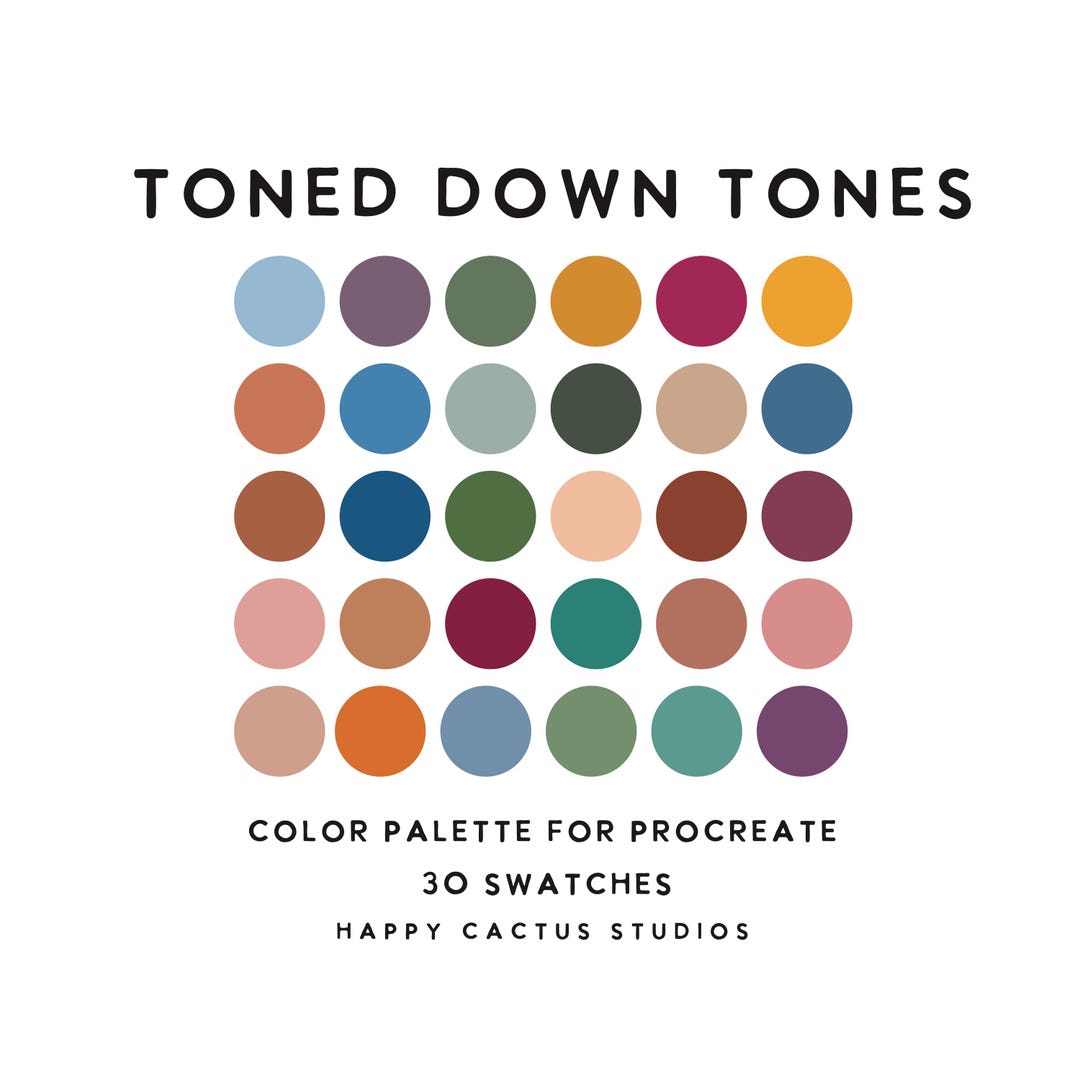 Toned Down Tones Color Palette for Procreate Instant Download - Etsy