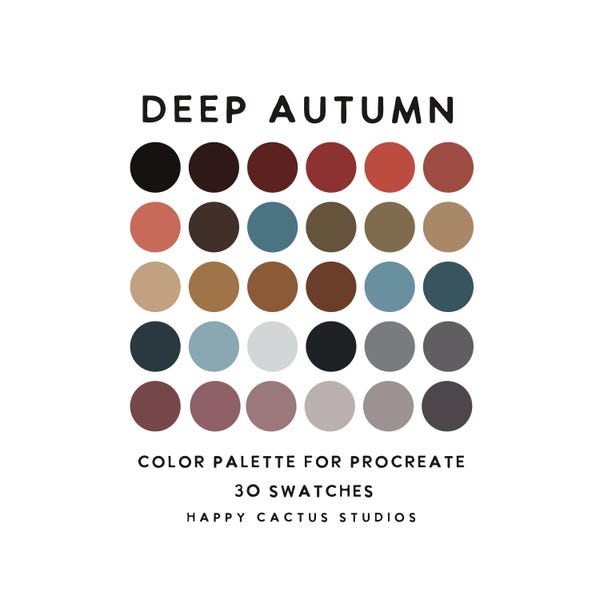 Earth Tones Color Palette, 30 Handpicked Swatches for Procreate, Colors ...
