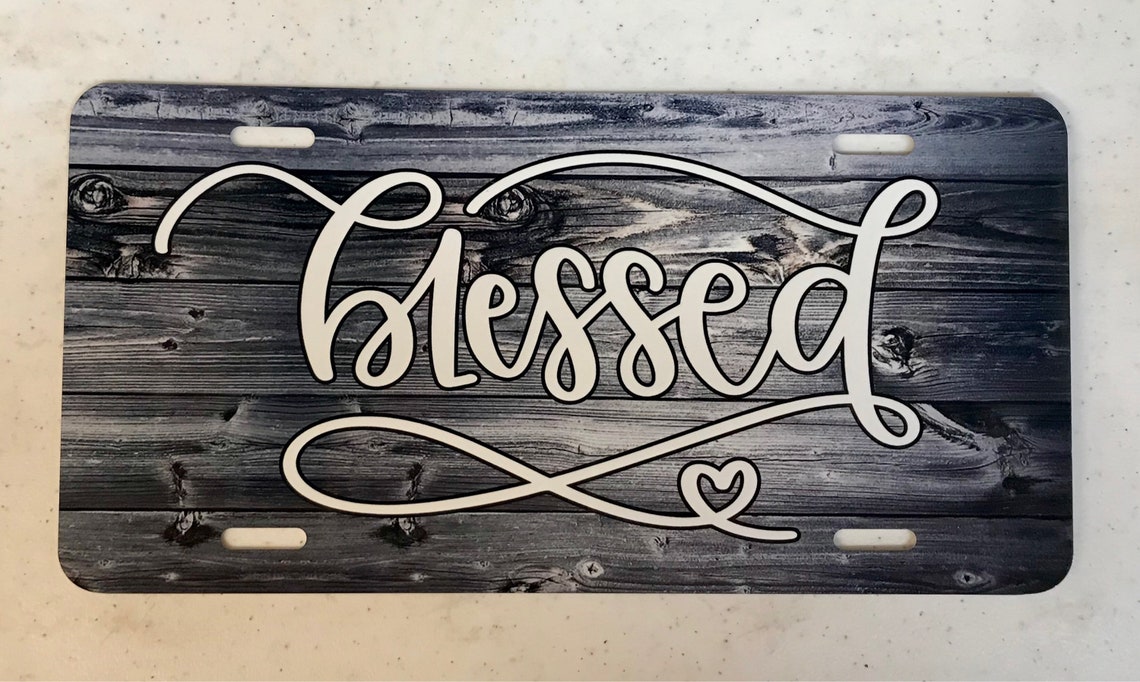Blessed License Plate Rustic Distressed Wood Blessed Wood | Etsy