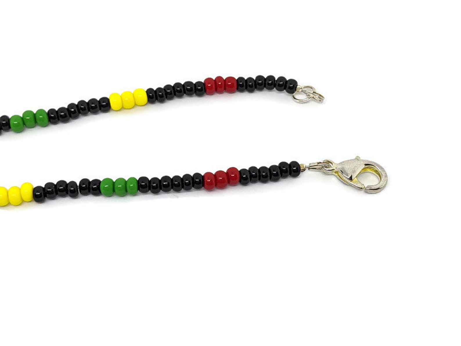 Rasta Beads style 1 Rastafarian Necklace Black, Green, Red & Yellow ...
