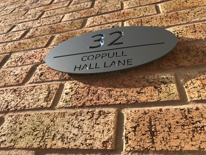 Oval House Sign Contemporary House Sign Door Number Acrylic - Etsy