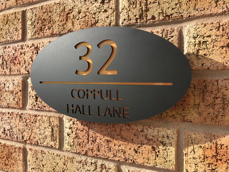 Modern Oval House Sign: Acrylic Door Numbers, Floating Design - Etsy