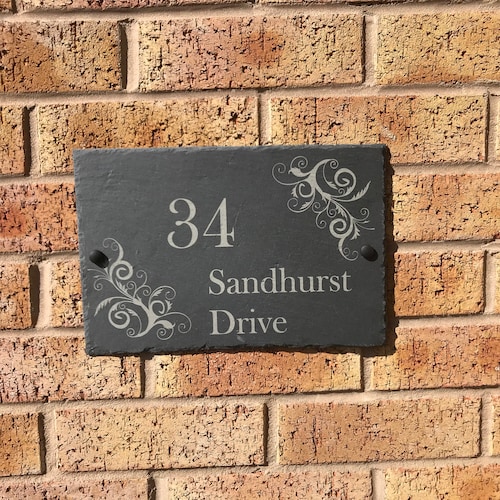 Rustic Slate House Sign Farmhouse Plaque Door Number | Etsy UK