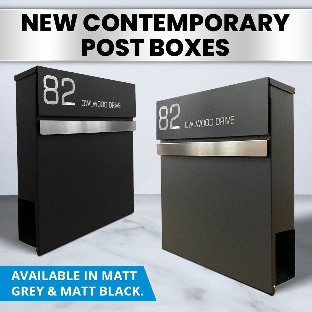 Modern Postbox, Grey & Black Wall Mounted Postboxes - Etsy UK
