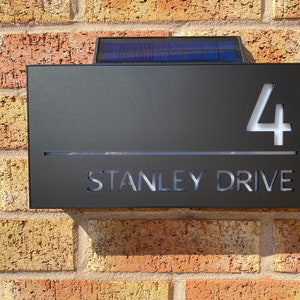Contemporary Solar House Sign: Illuminated Address Plaque - Etsy UK
