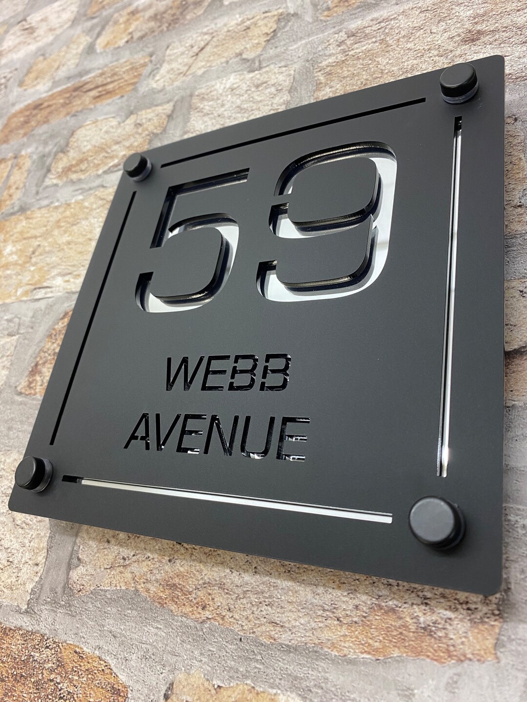 Contemporary Square House Sign Door Number Acrylic Door Sign Bespoke ...