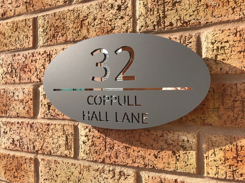 Modern Oval House Sign: Acrylic Door Numbers, Floating Design - Etsy
