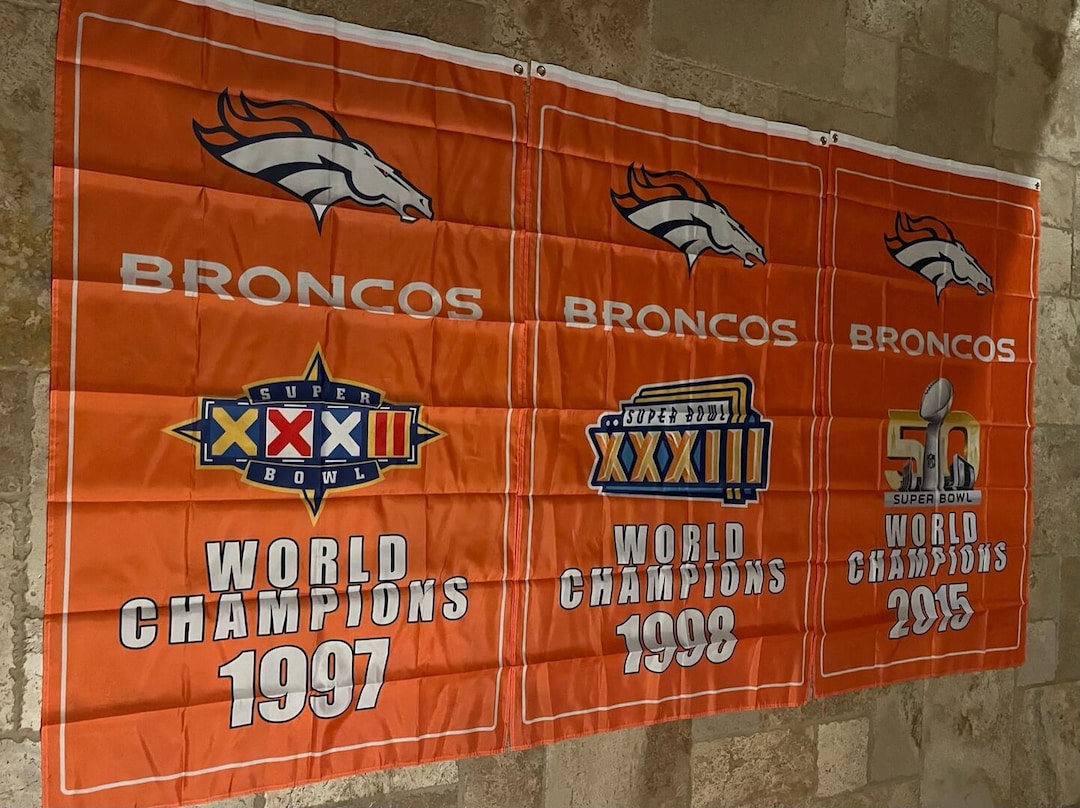 Denver Broncos Set of 3 Super Bowl Championship Banners 1997 1998 2015 ...