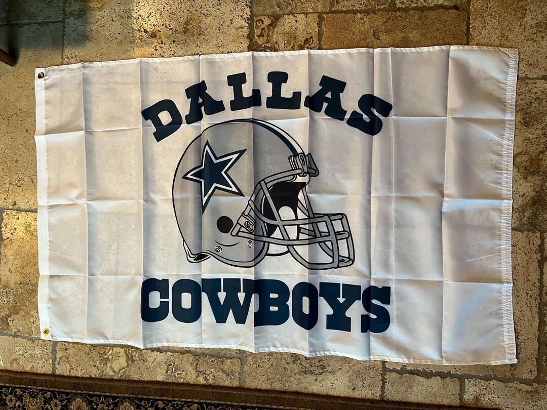 Dallas Cowboys Americas Team Grey Helmet 3x5 Ft. White Flag Mancave ...