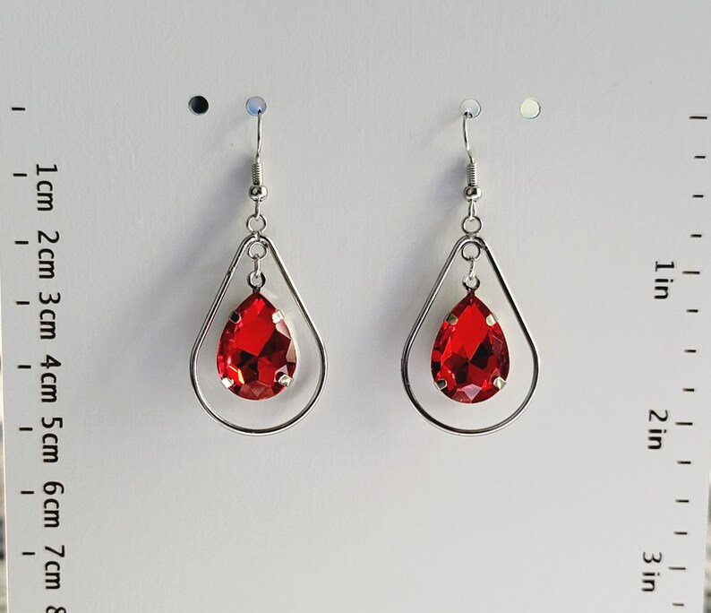 Red Sparkle Teardrop Chunky Gothic Dangle Earrings Bright Red - Etsy