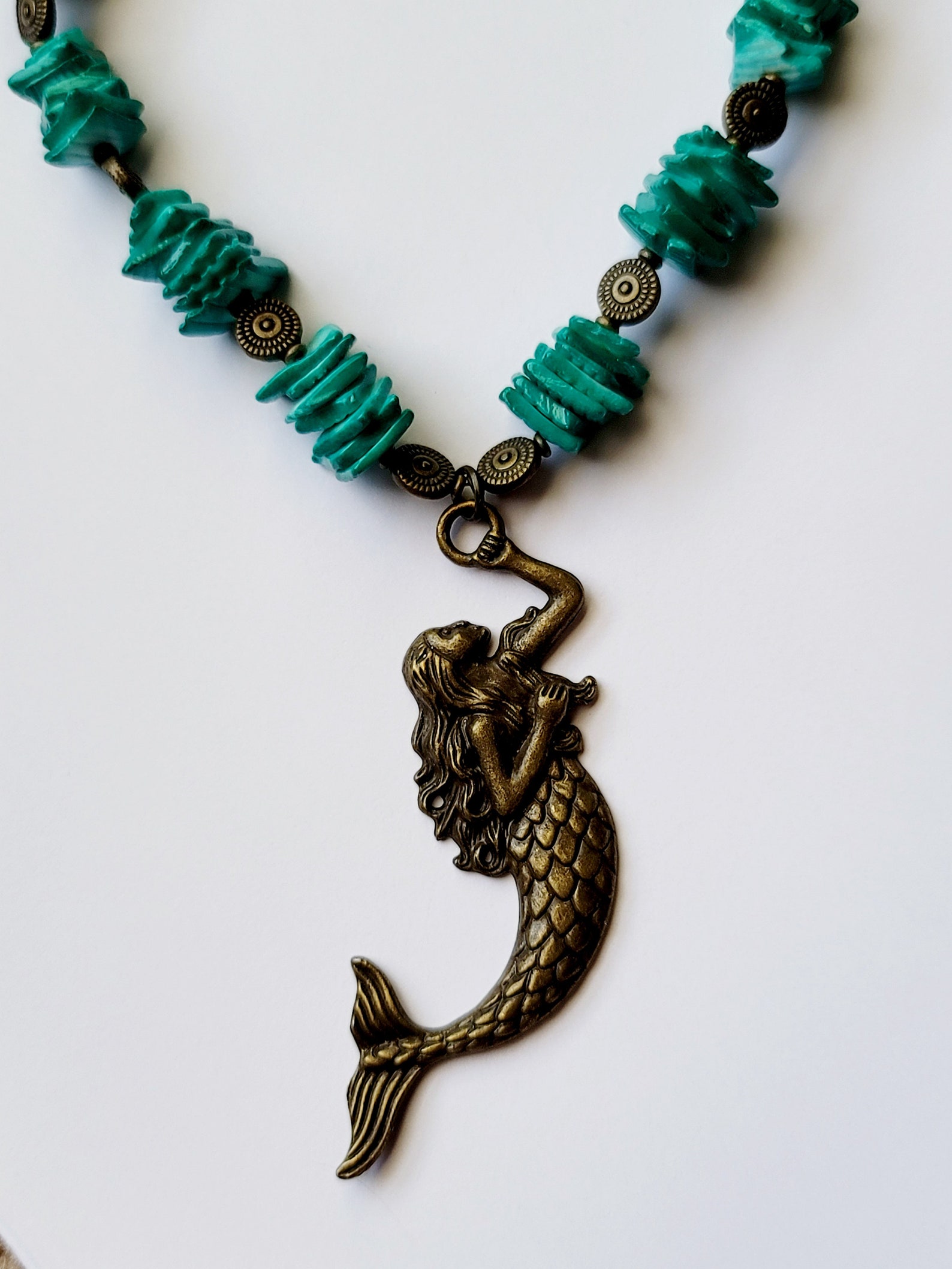 Collier mermaid seashell pendentif sirène en bronze collier | Etsy