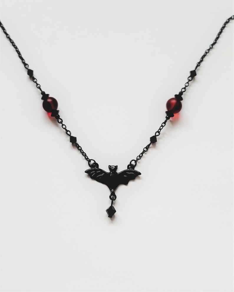 Bat Necklace Black Bat Gothic Necklace Halloween Jewelry - Etsy