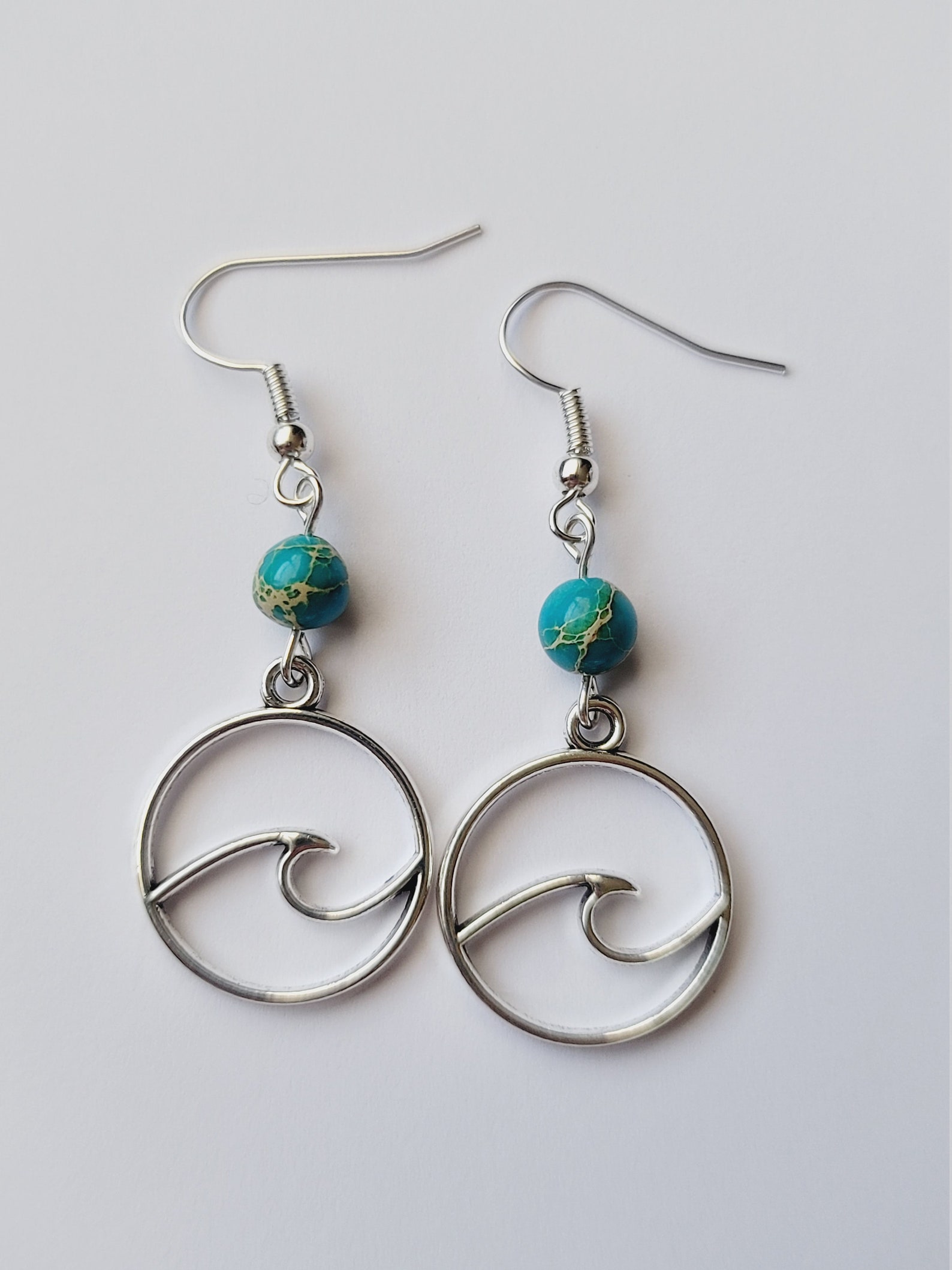 Ocean Wave Earrings Silver Wave Charms Ocean Earrings Beach - Etsy