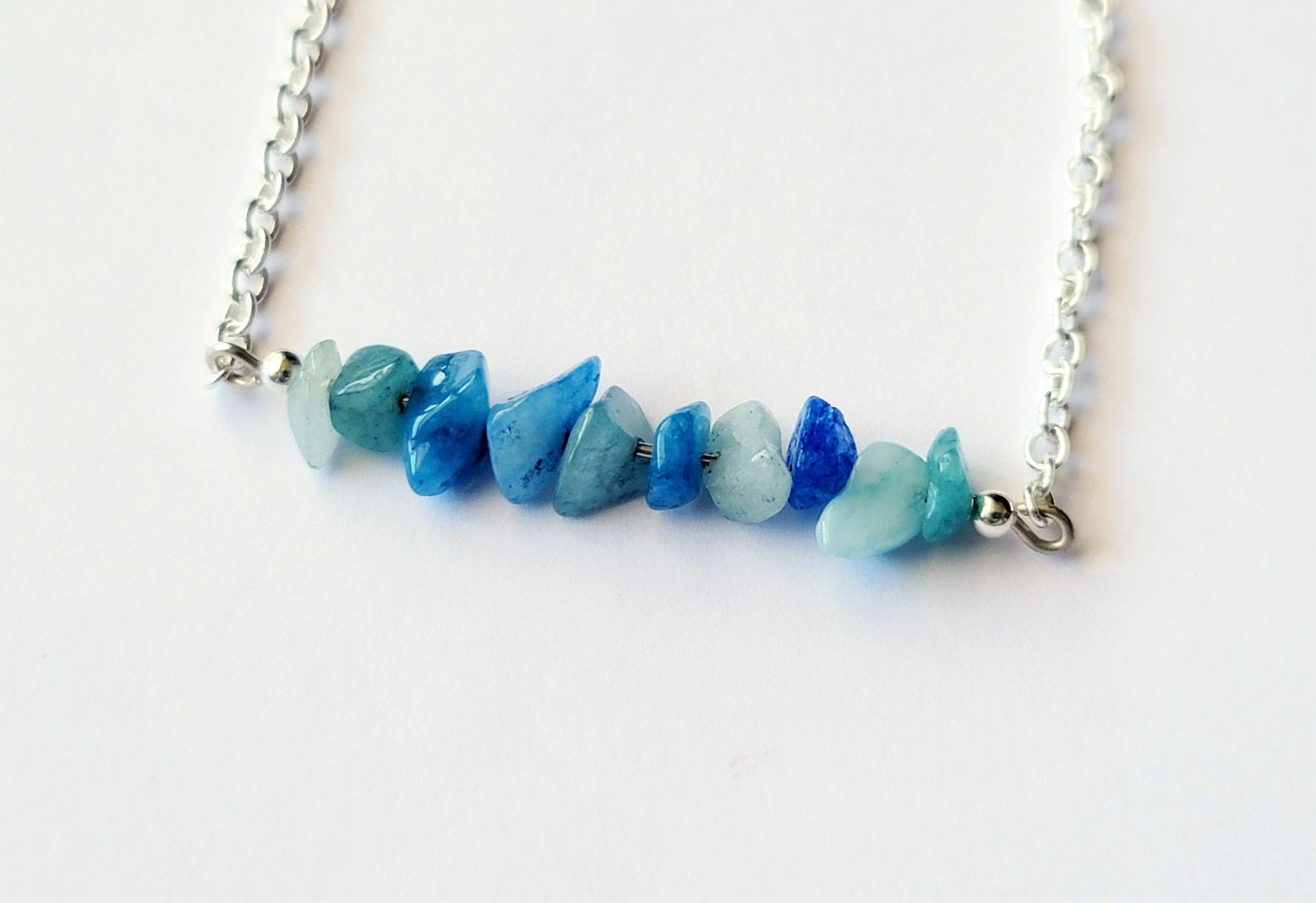 Custom Blue Stone Bar Necklace Gemstone Bar Necklace Sky | Etsy