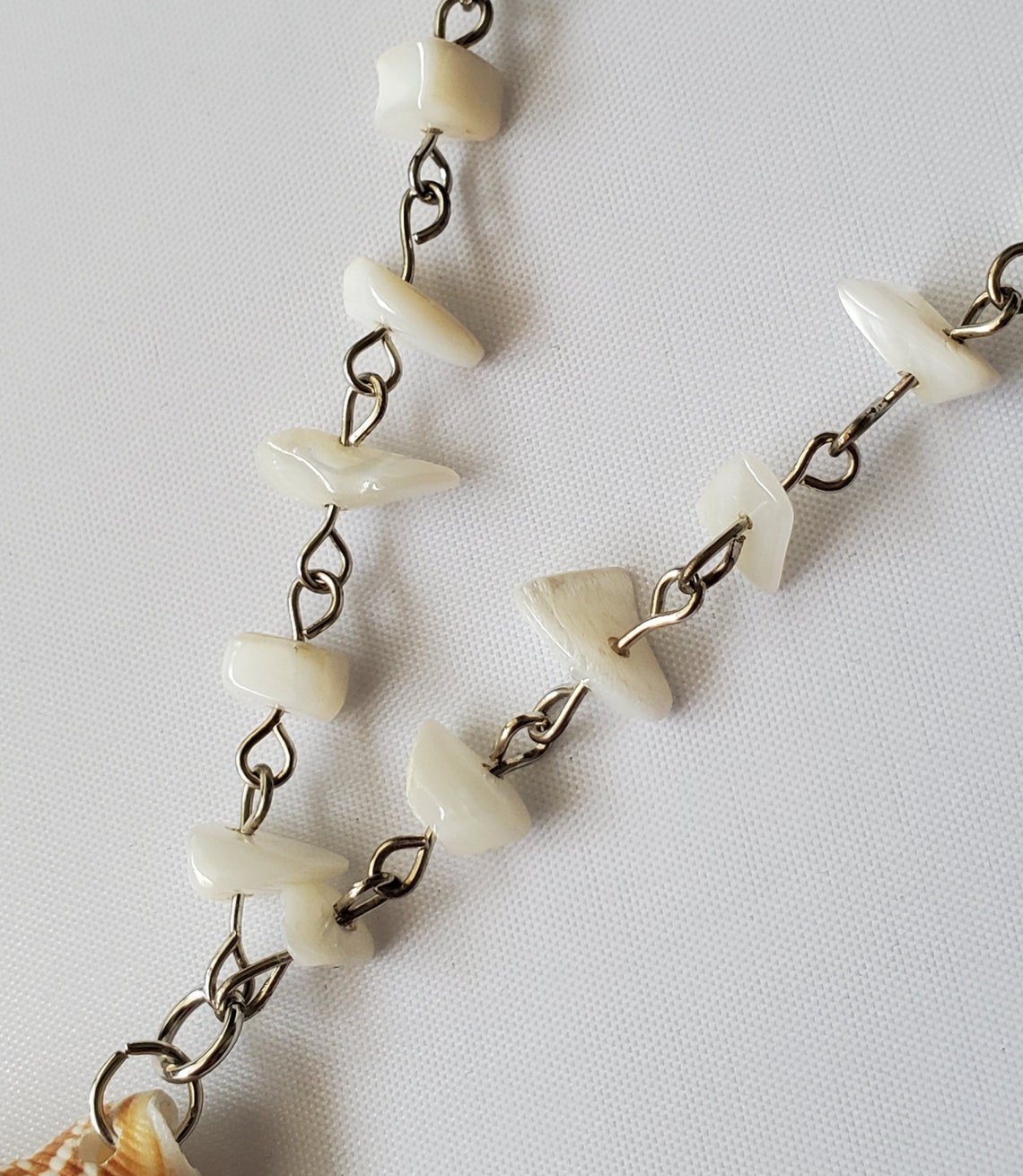 Conch Shell Necklace, Mother of Pearl Chain Necklace, Long Beach Shell ...