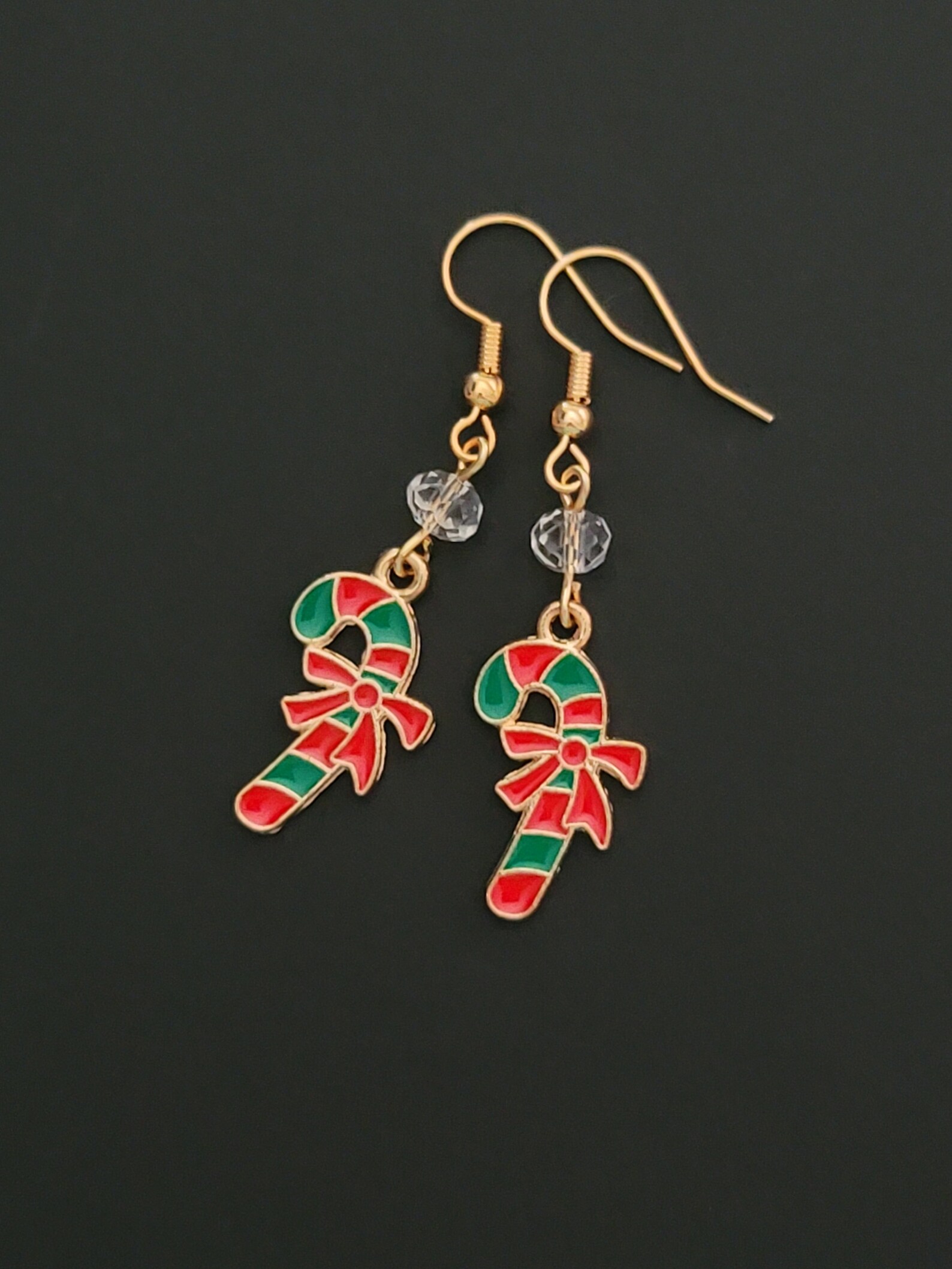 Candy Cane Earrings, Christmas Candy Cane Dangle Gold Earrings, Fun ...