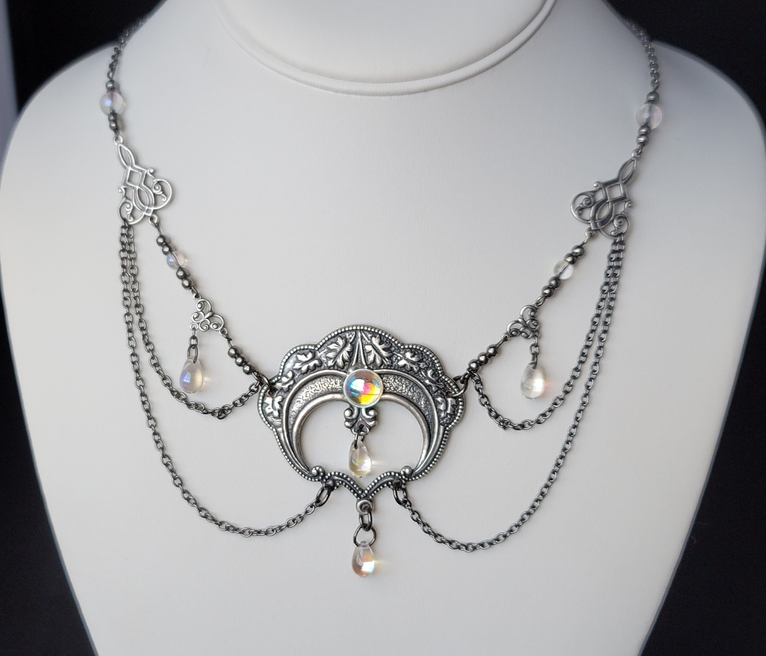 Elegant Renaissance Iridescent Chain Necklace Handmade Chain | Etsy